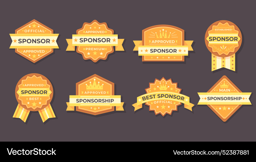 Sponsor label collection Royalty Free Vector Image