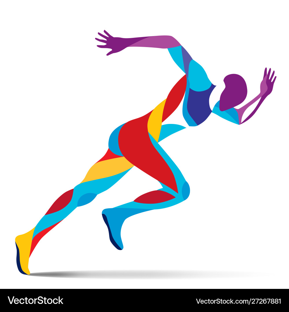Trendy stylized movement running man line Vector Image