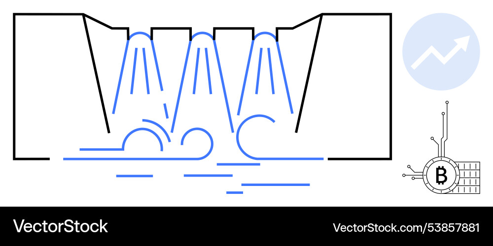 Waterfall effect diagram with financial growth Vector Image