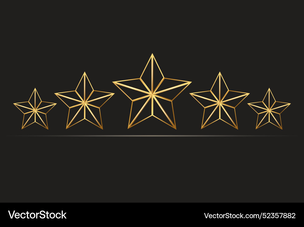 5 stars rating golden stroke Royalty Free Vector Image