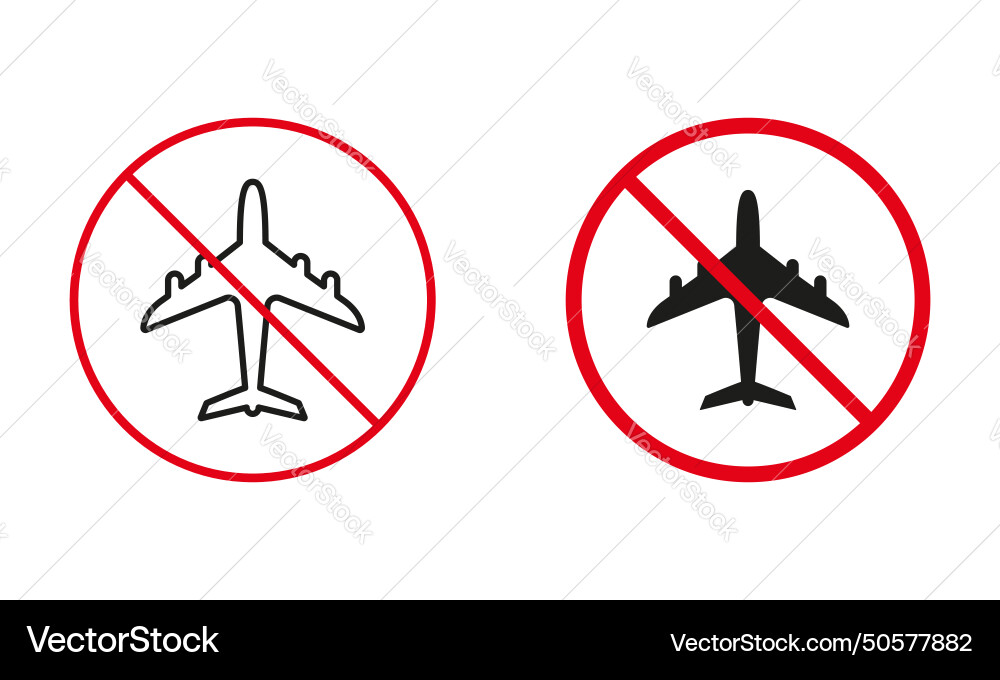 Air plane not allowed road sign airplane circle Vector Image