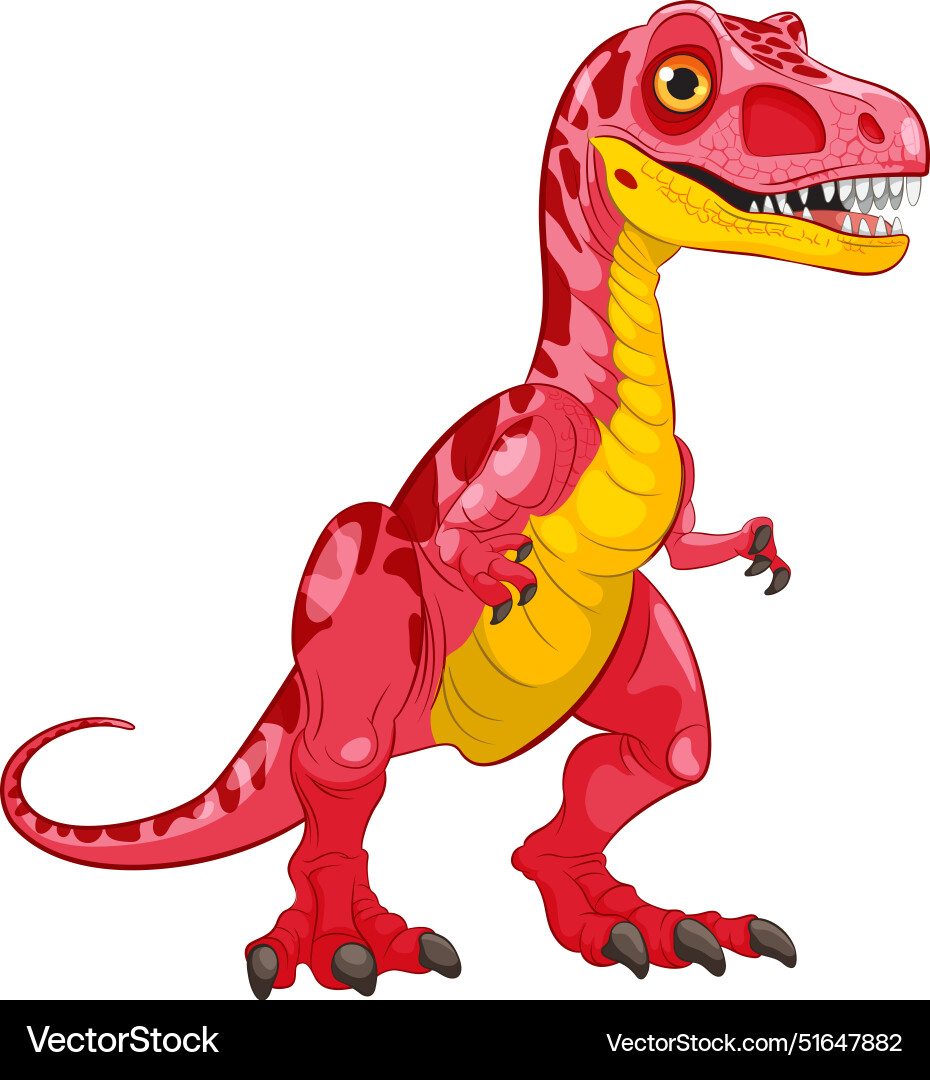 Bright red dinosaur with yellow belly Royalty Free Vector