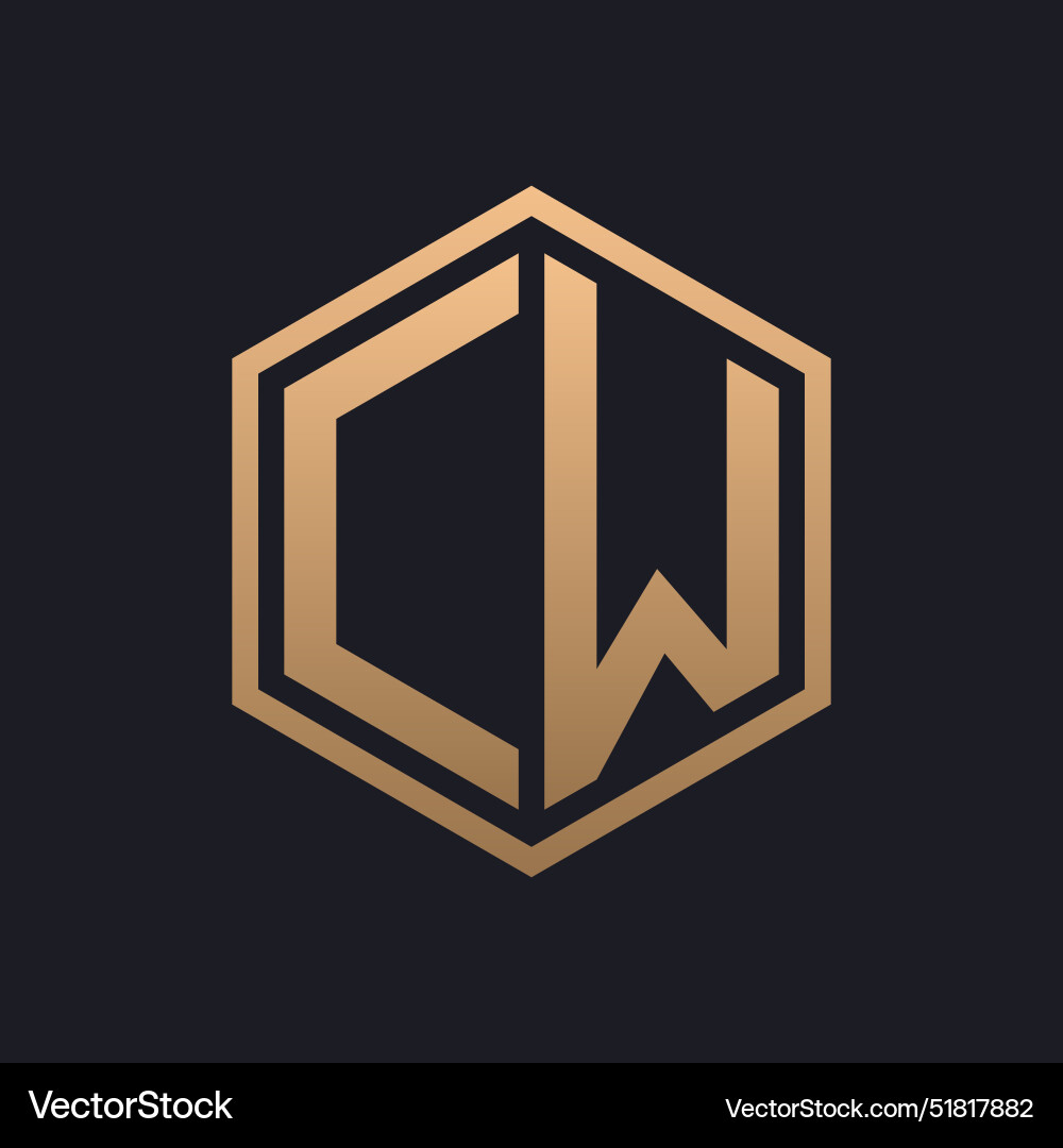 Elegant hexagon letter cw logo design initial Vector Image