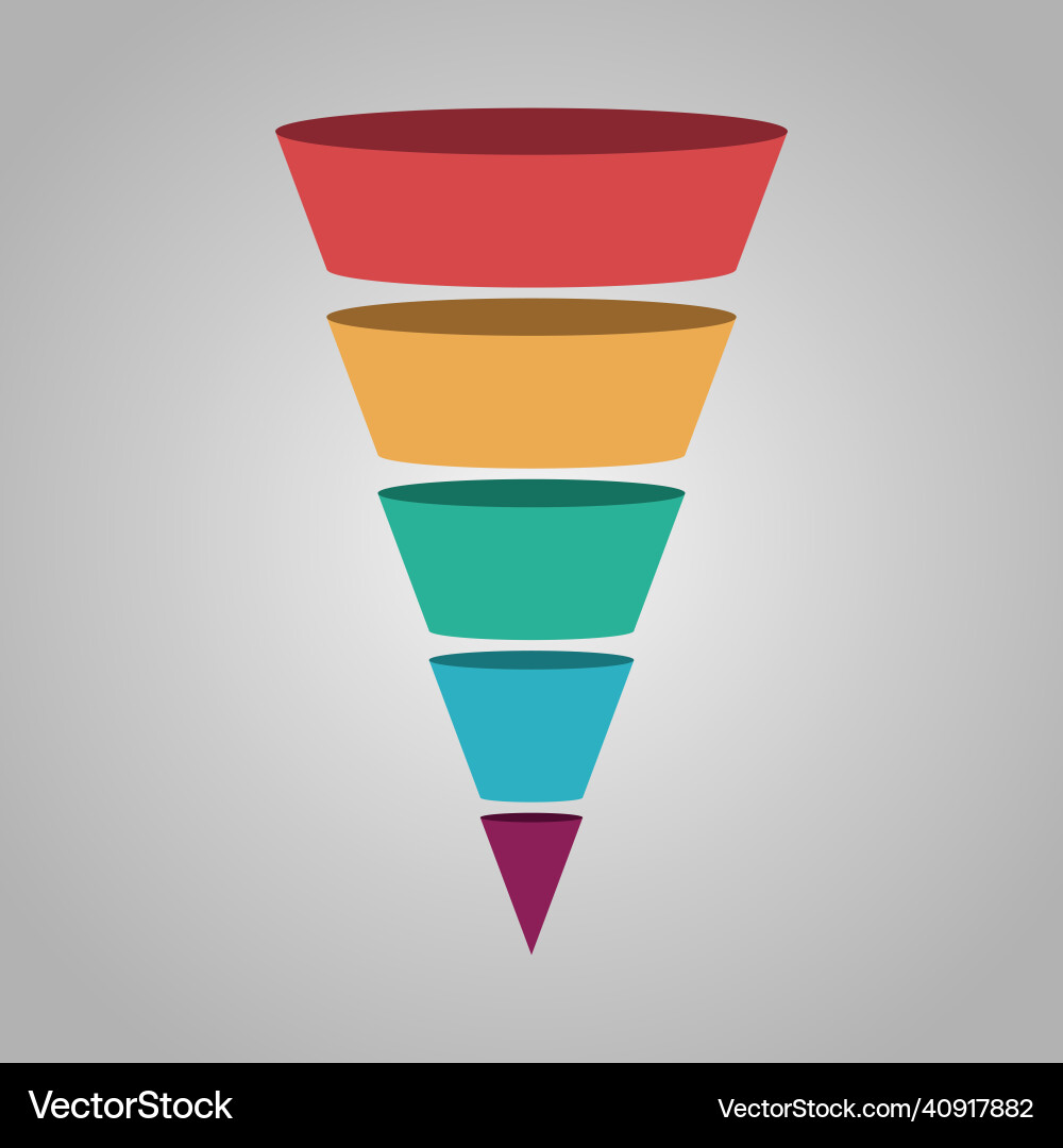 Five step funnel diagram Royalty Free Vector Image