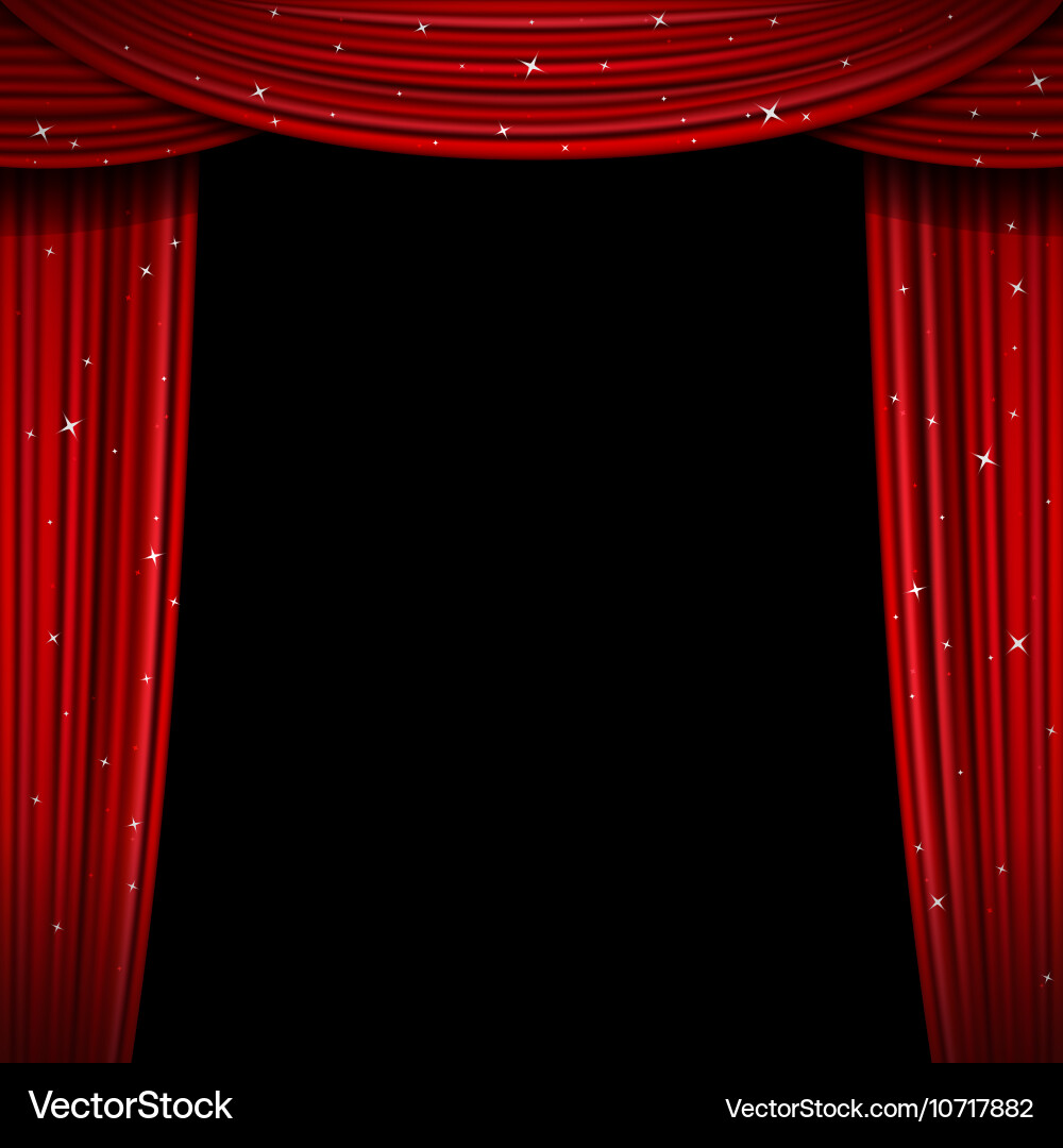 Glittering red curtain open Royalty Free Vector Image