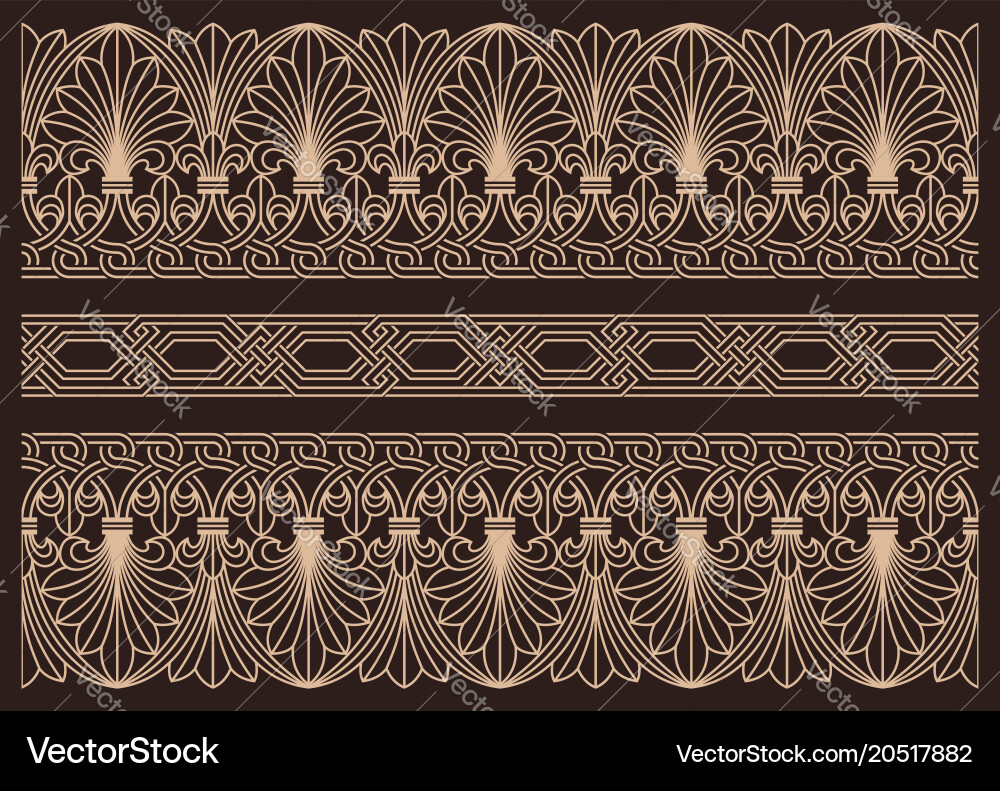 Horizontal seamless patterns ornamental borders Vector Image