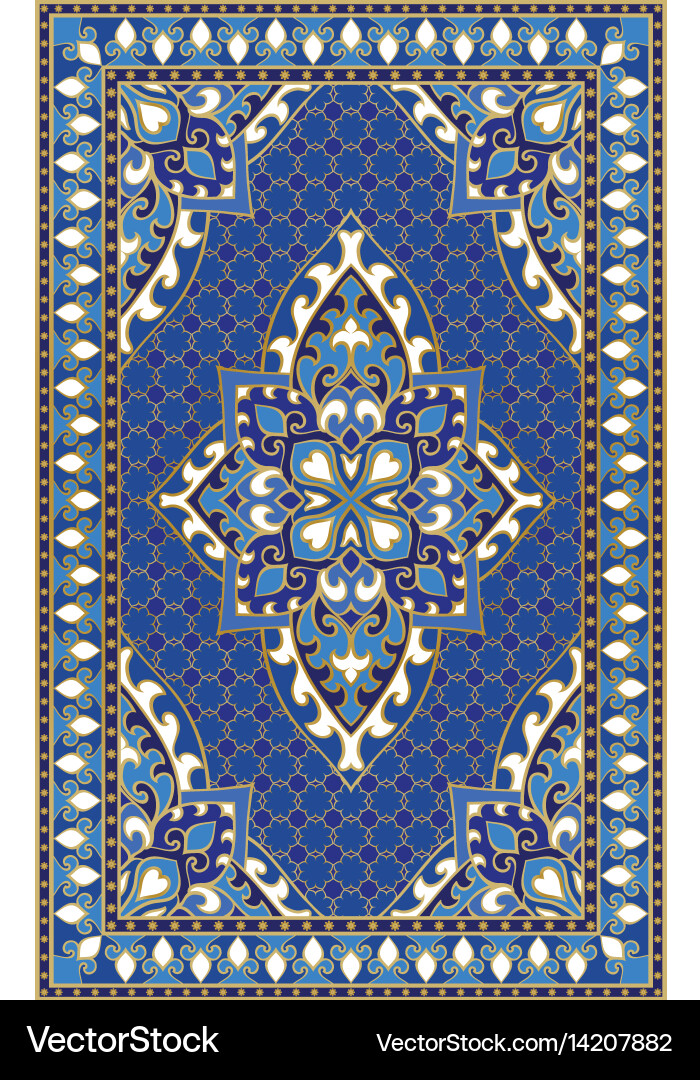 Intricate Blue Carpet Pattern Royalty Free Vector Image