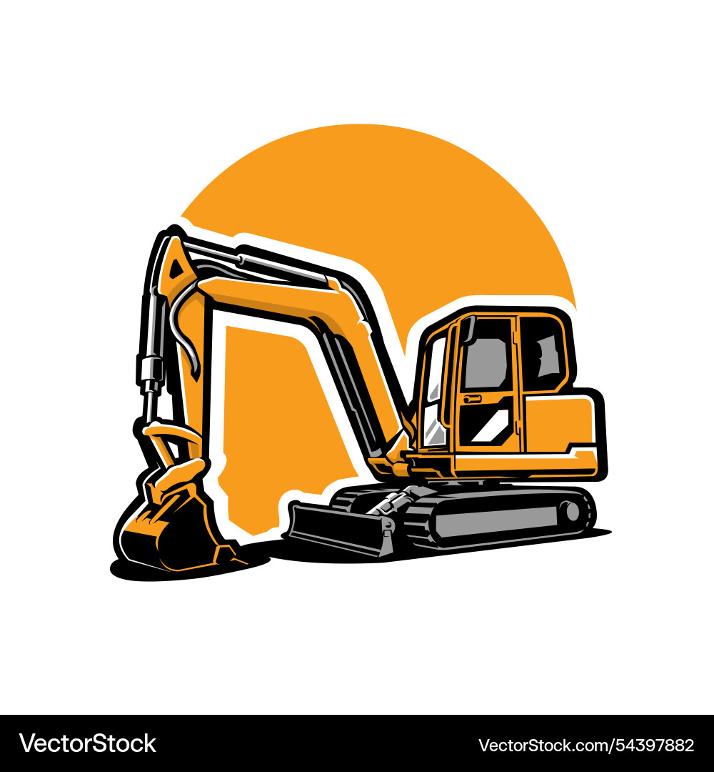 Mini excavator backhoe Royalty Free Vector Image