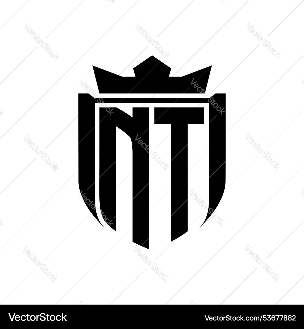 Nt logo with shield shape geeometric crown Vector Image