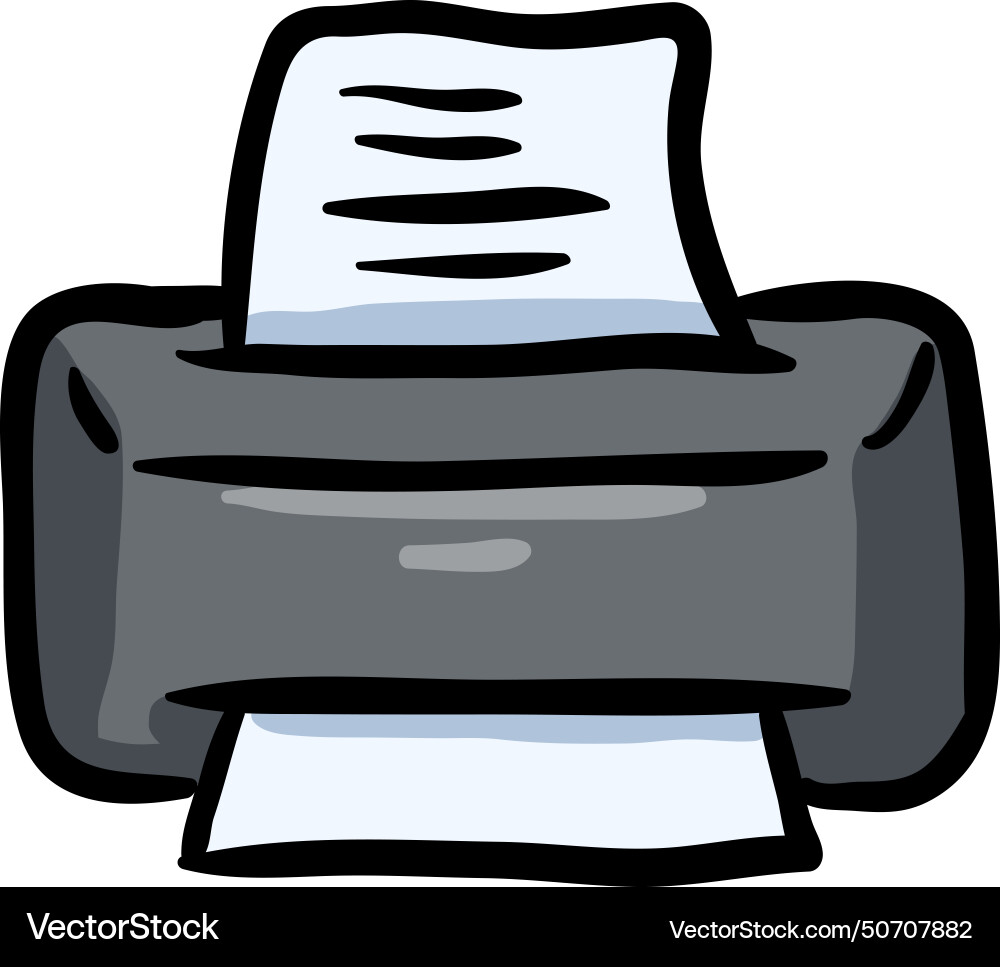 Printer hand drawn doodle icon Royalty Free Vector Image