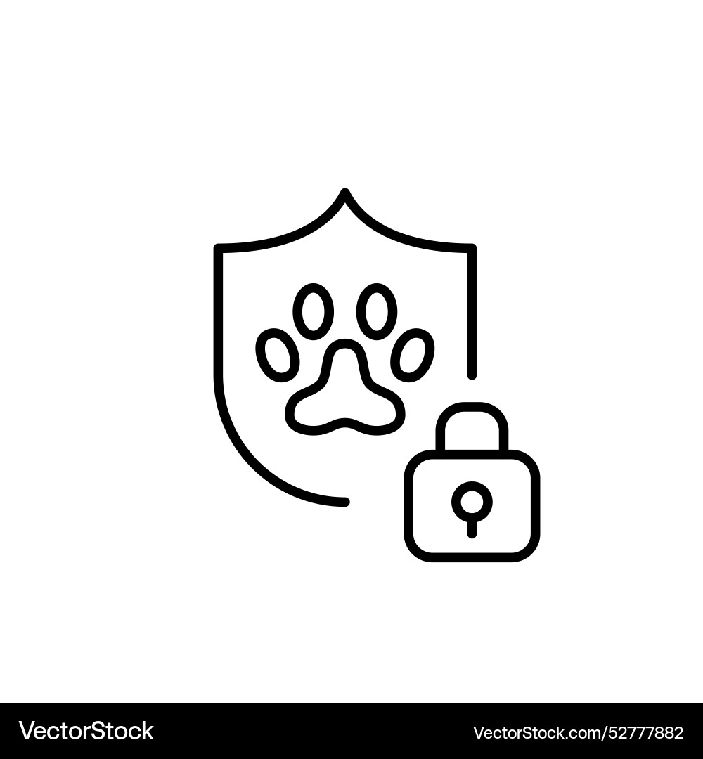 Shield with paw and lock pet safety verified Vector Image