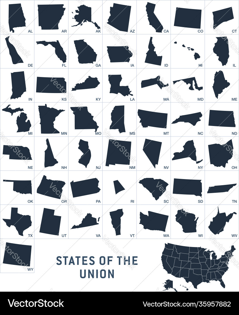 USA State Map - Simplified Royalty Free Vector Image