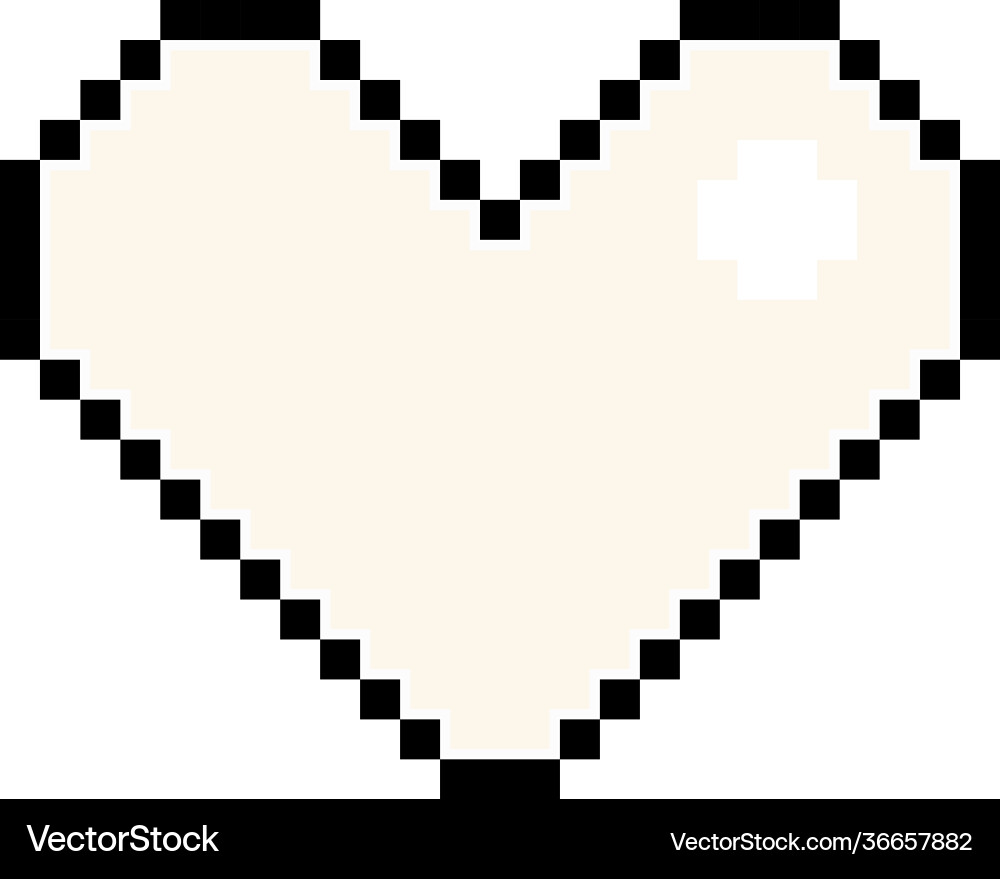 White pixel heart isolated Royalty Free Vector Image