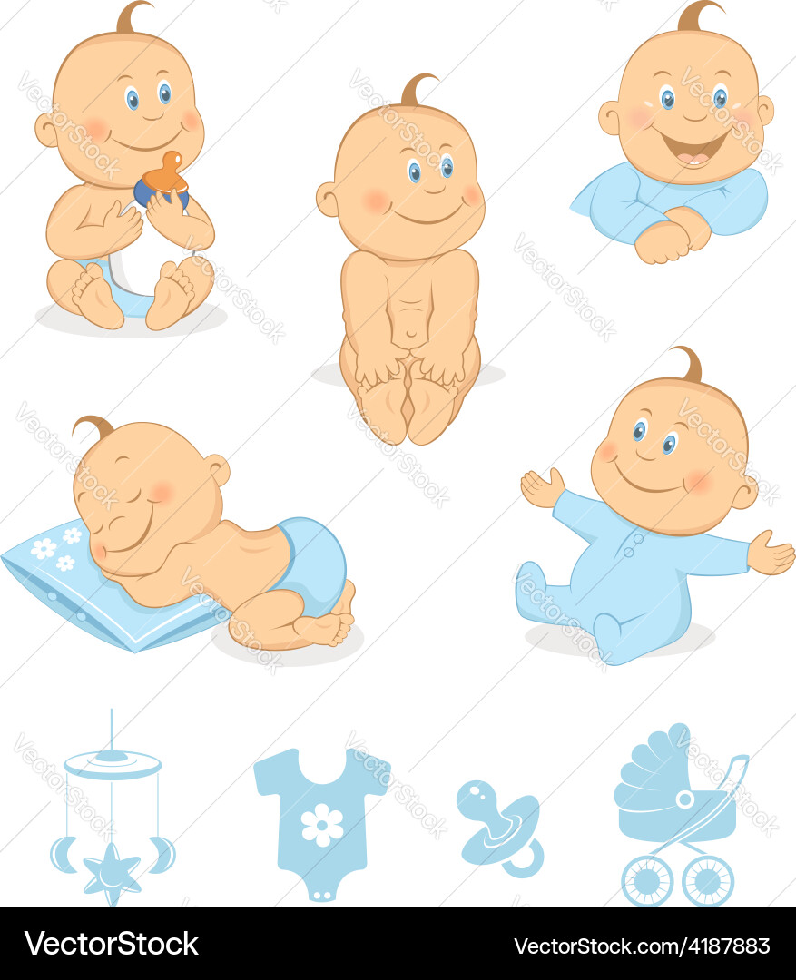 Baby boy icons set Royalty Free Vector Image - VectorStock