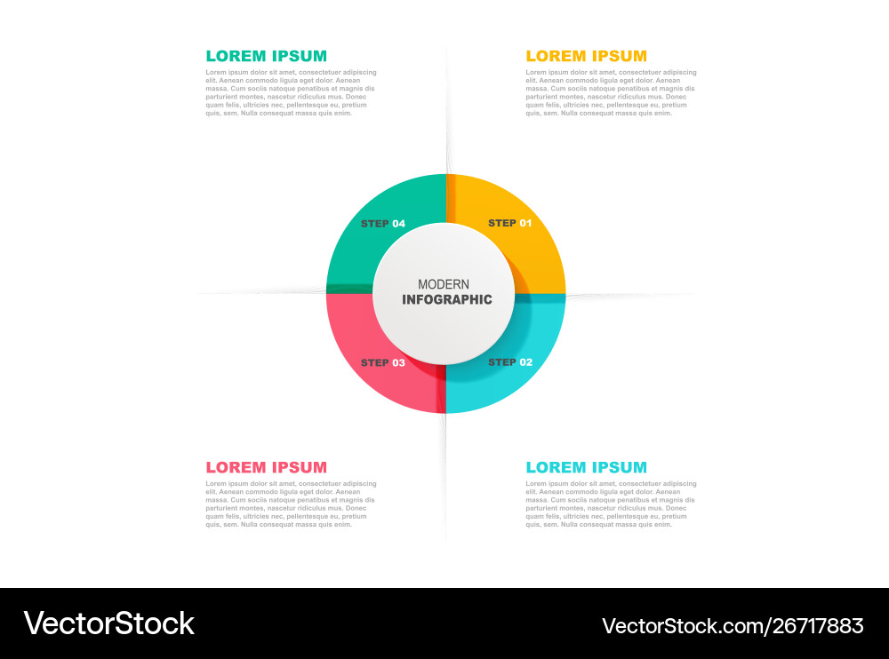 Circle infographic template with icons and 4 Vector Image