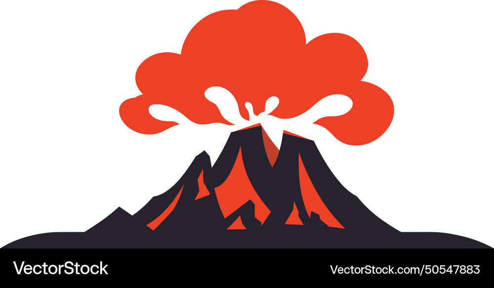 Erupting volcano red black color scheme natural Vector Image