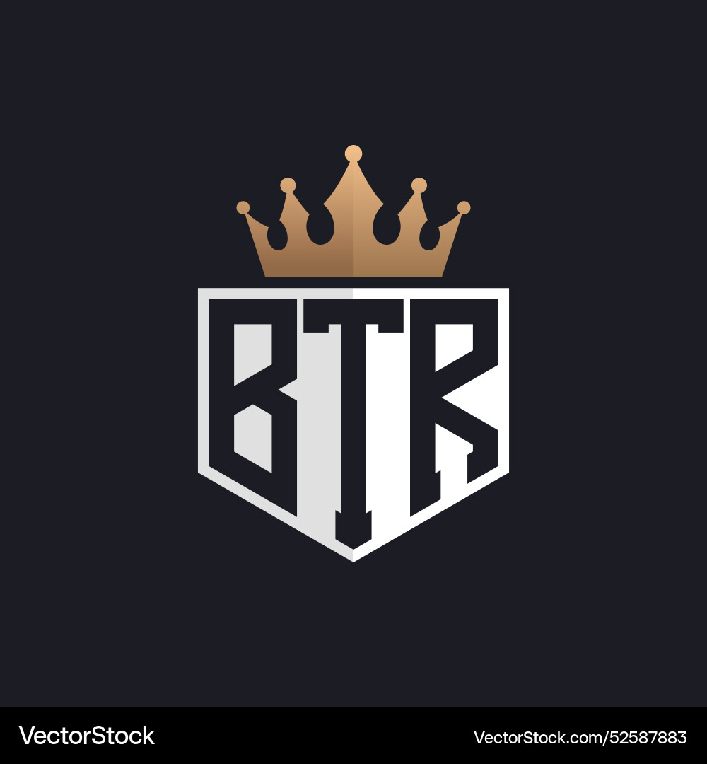 Luxury btr logo with crown elegant initials Vector Image