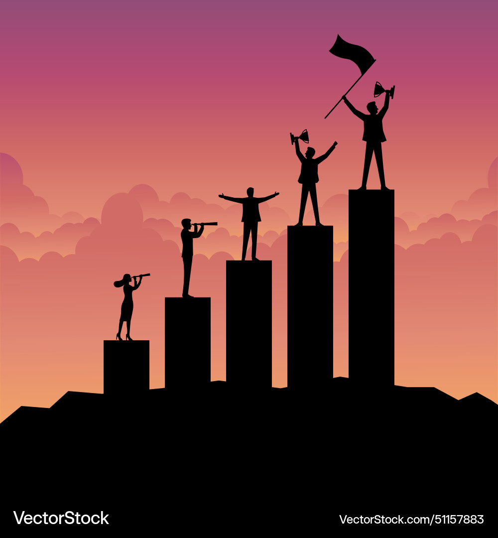 Silhouette team strategy for business success Vector Image