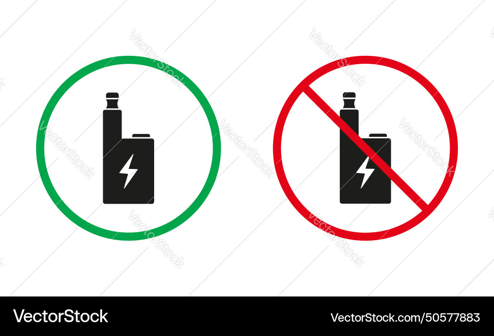 Vape zone red and green warning signs vaping Vector Image