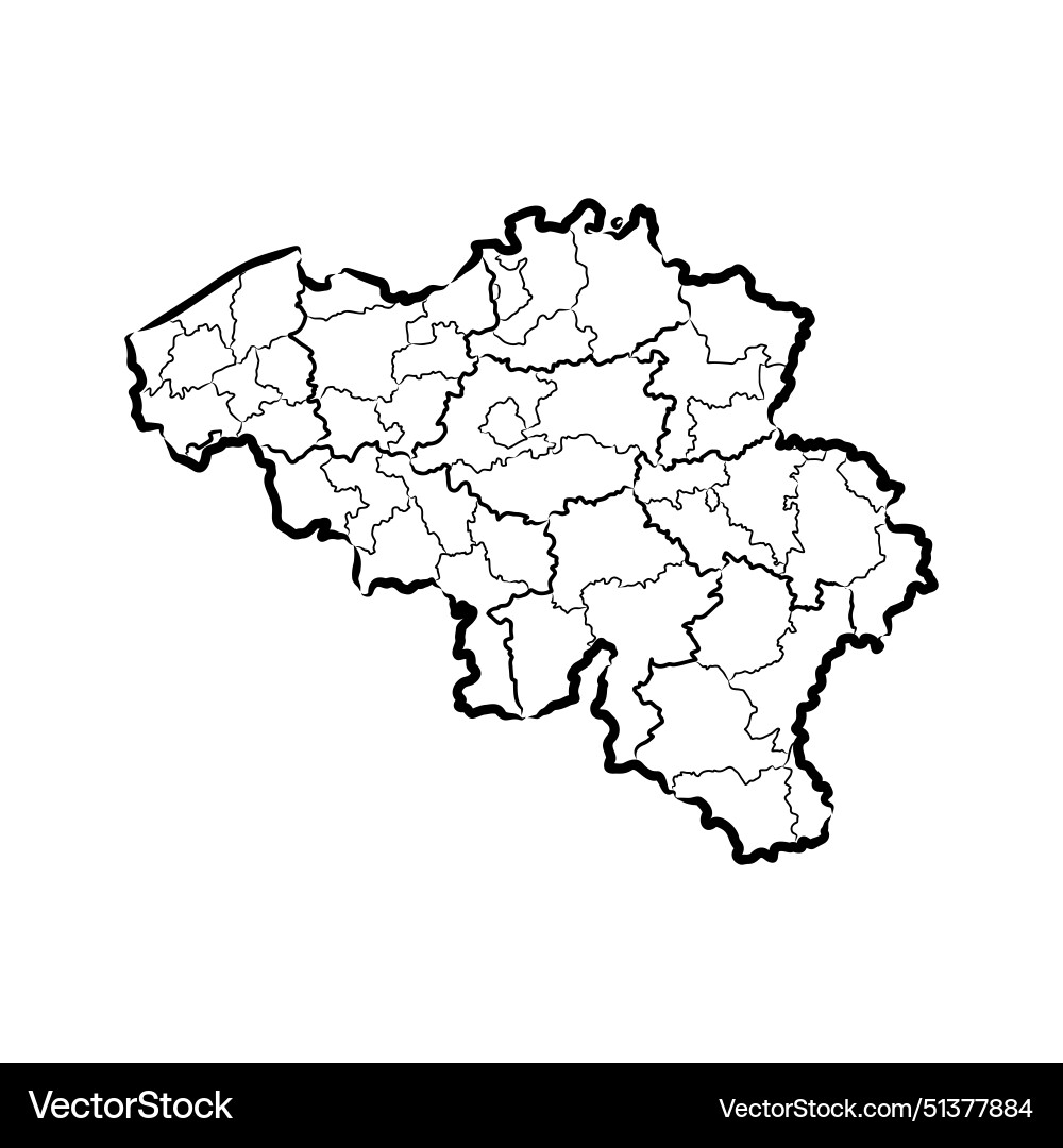 Belgium sketch outline map isolated on white Vector Image