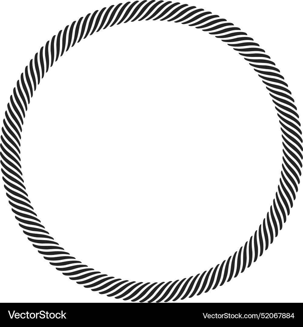 Black rope circle frame on white Royalty Free Vector Image
