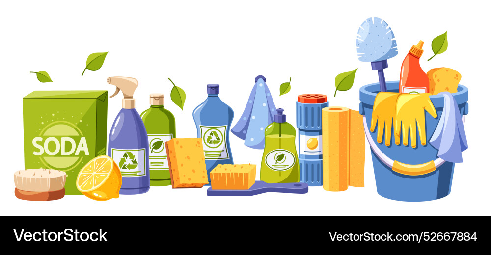 Cartoon eco-friendly green cleaning Royalty Free Vector