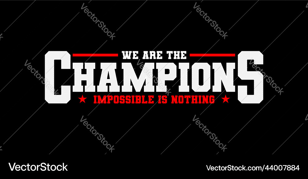 Champion Typography Art Royalty Free Vector Image
