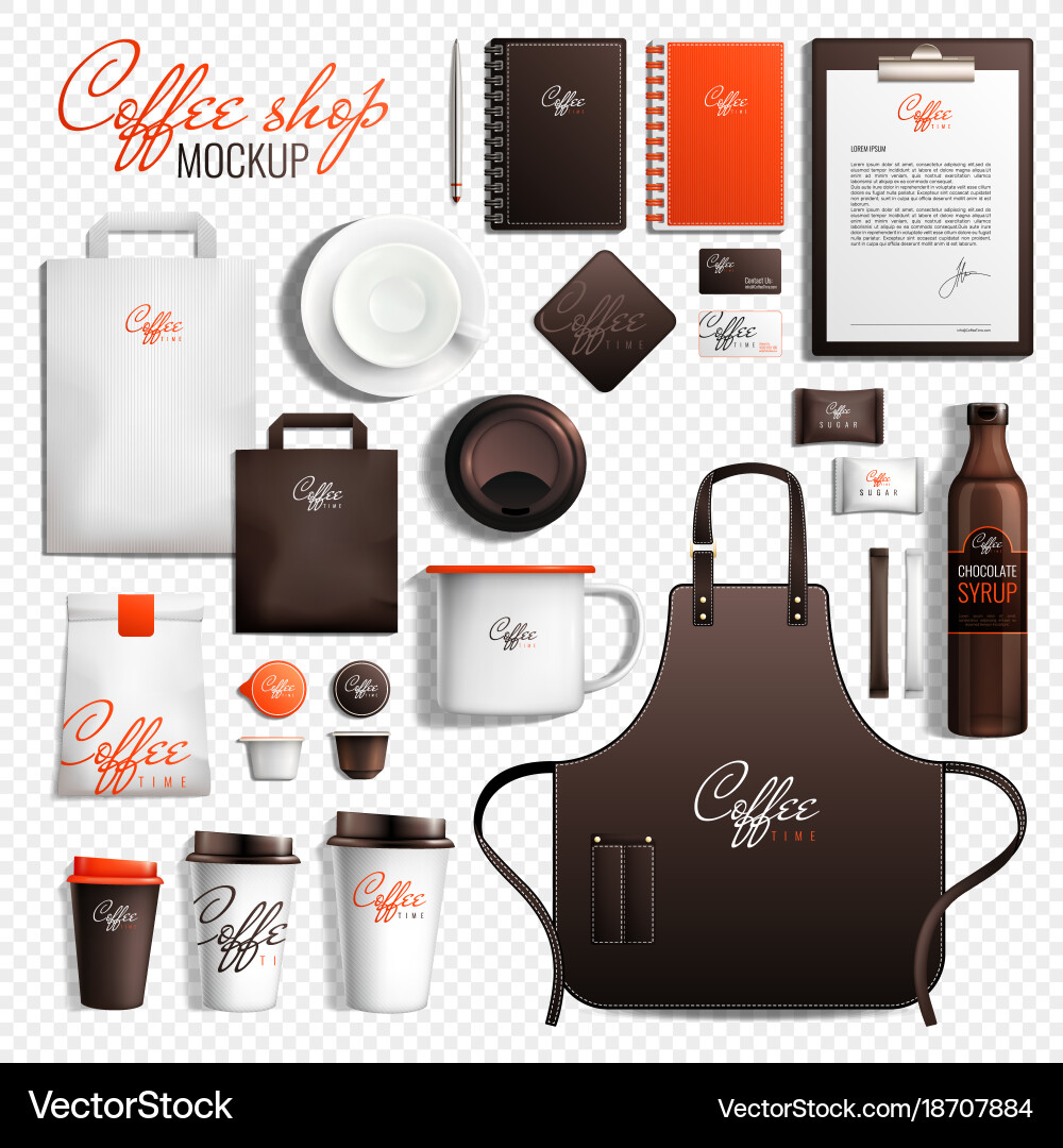 Coffee shop transparent set Royalty Free Vector Image