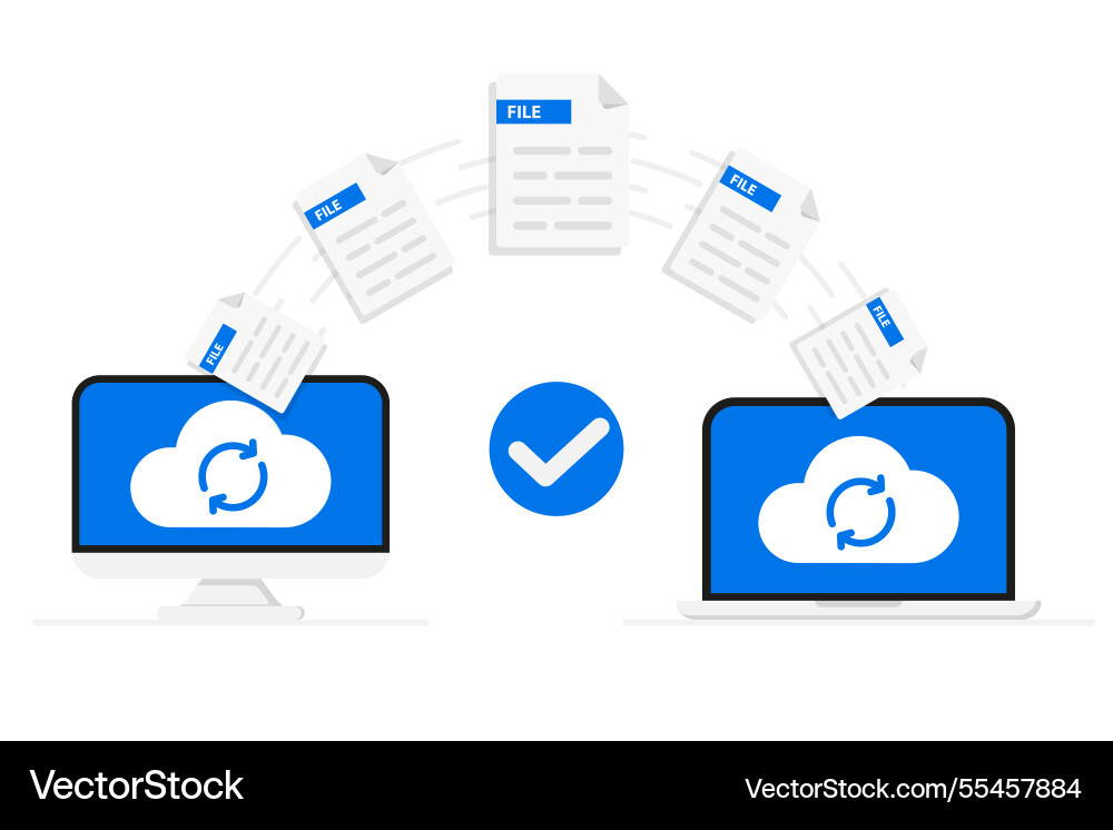Dateiübertragung Remote-Ladedateien und Ordner Vektorbild