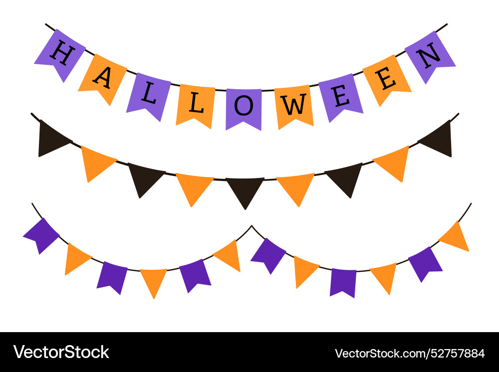 Halloween flags set pennant with letters Vector Image