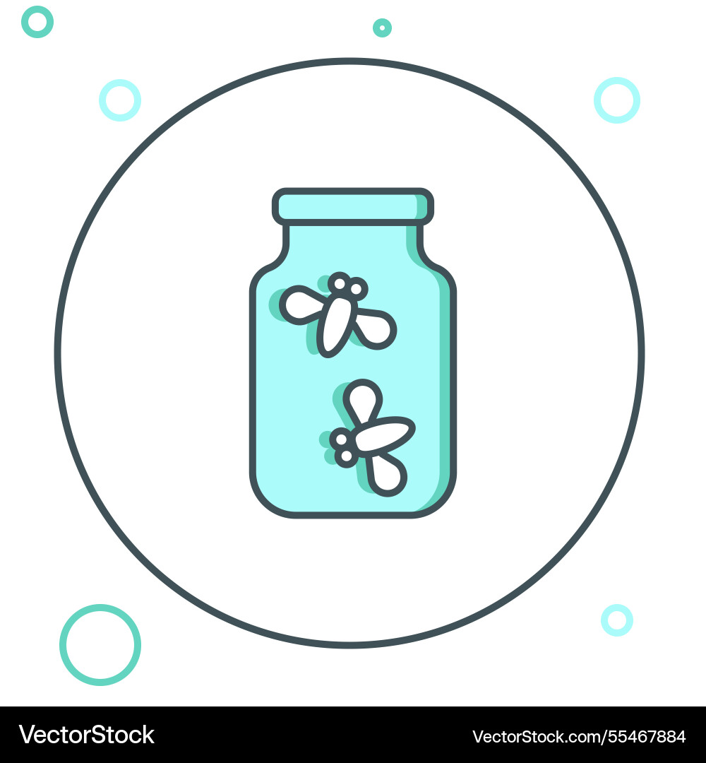 Line fireflies bugs in a jar icon isolated Vector Image