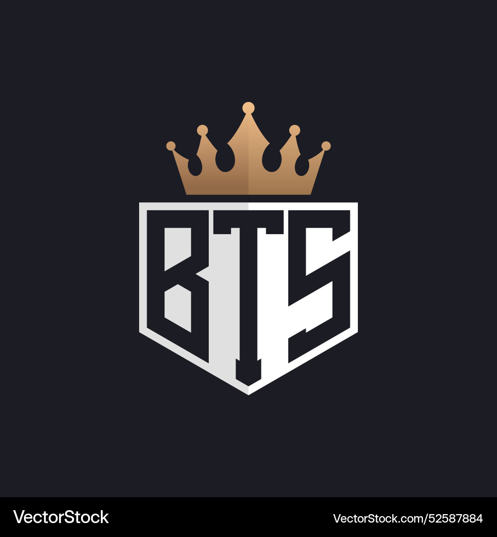 Luxury bts logo with crown elegant initials Vector Image