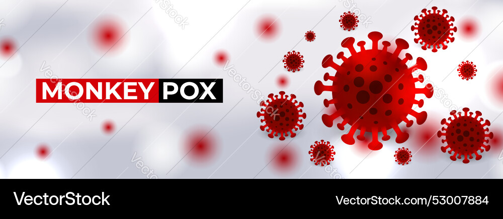 Monkeypox virus cells on white sciense background Vector Image