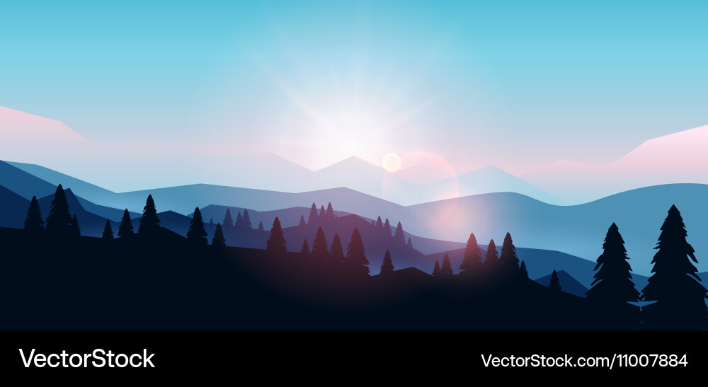 Mountain landscape at sunset and dawn Royalty Free Vector