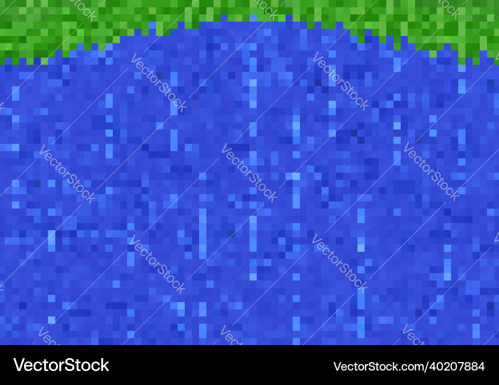Pixel game background with river waterfall water Vector Image
