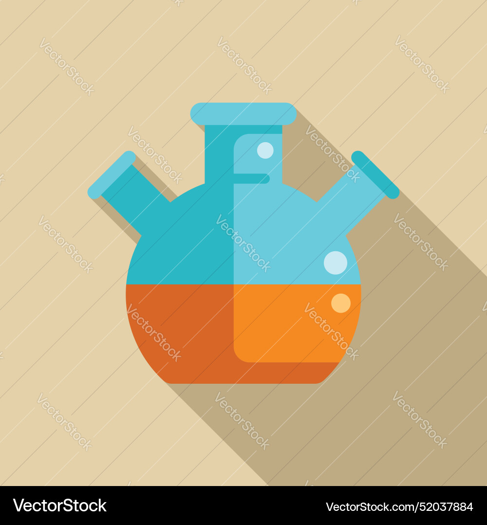 Round bottom flask containing orange liquid Vector Image