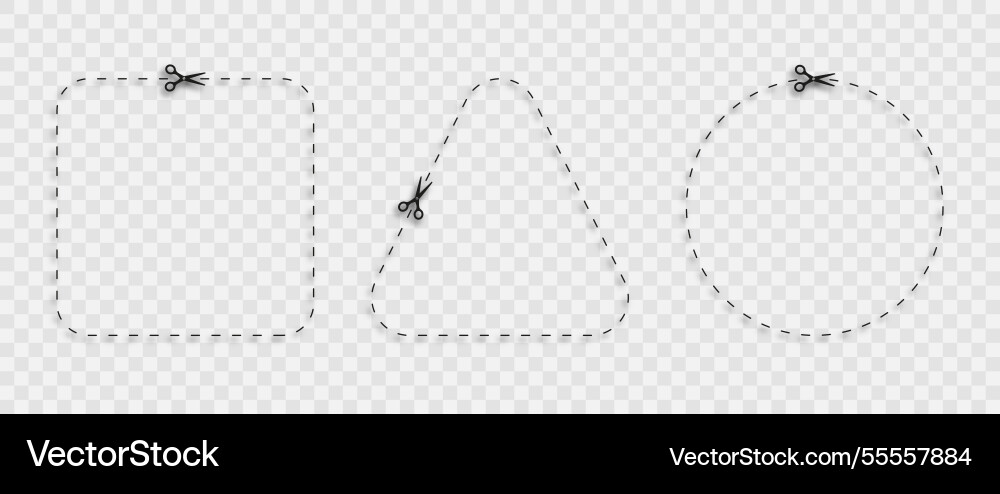 Scissor with dash cut line black dots border Vector Image
