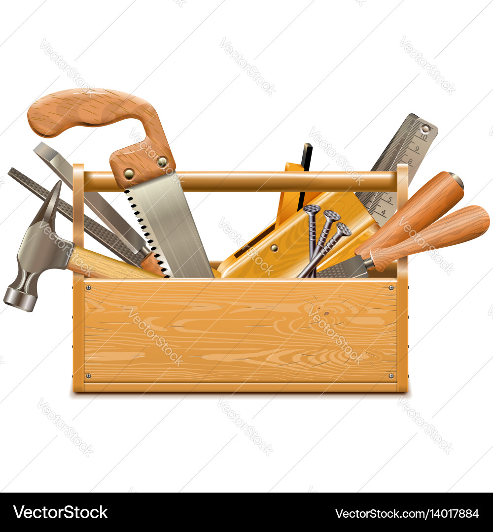 Toolbox with retro instruments Royalty Free Vector Image