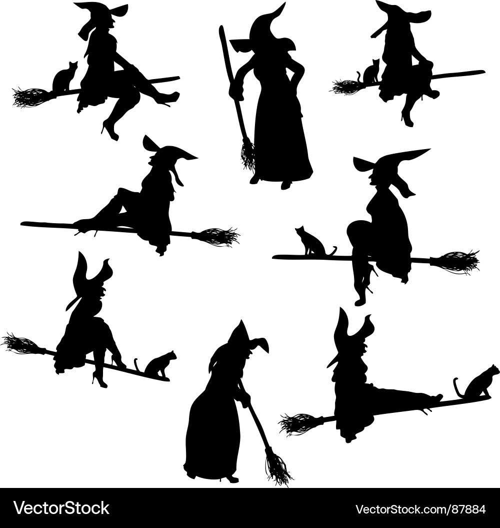 Witch silhouettes Royalty Free Vector Image - VectorStock