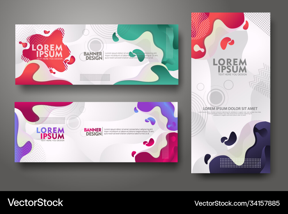 Banner set design template in trendy vibrant Vector Image