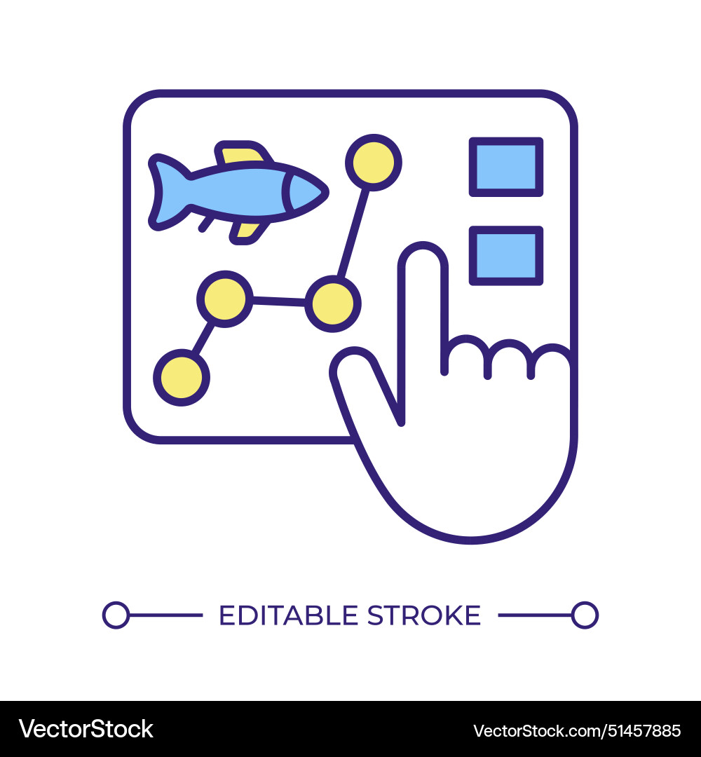 Fisheries statistic rgb color icon Royalty Free Vector Image