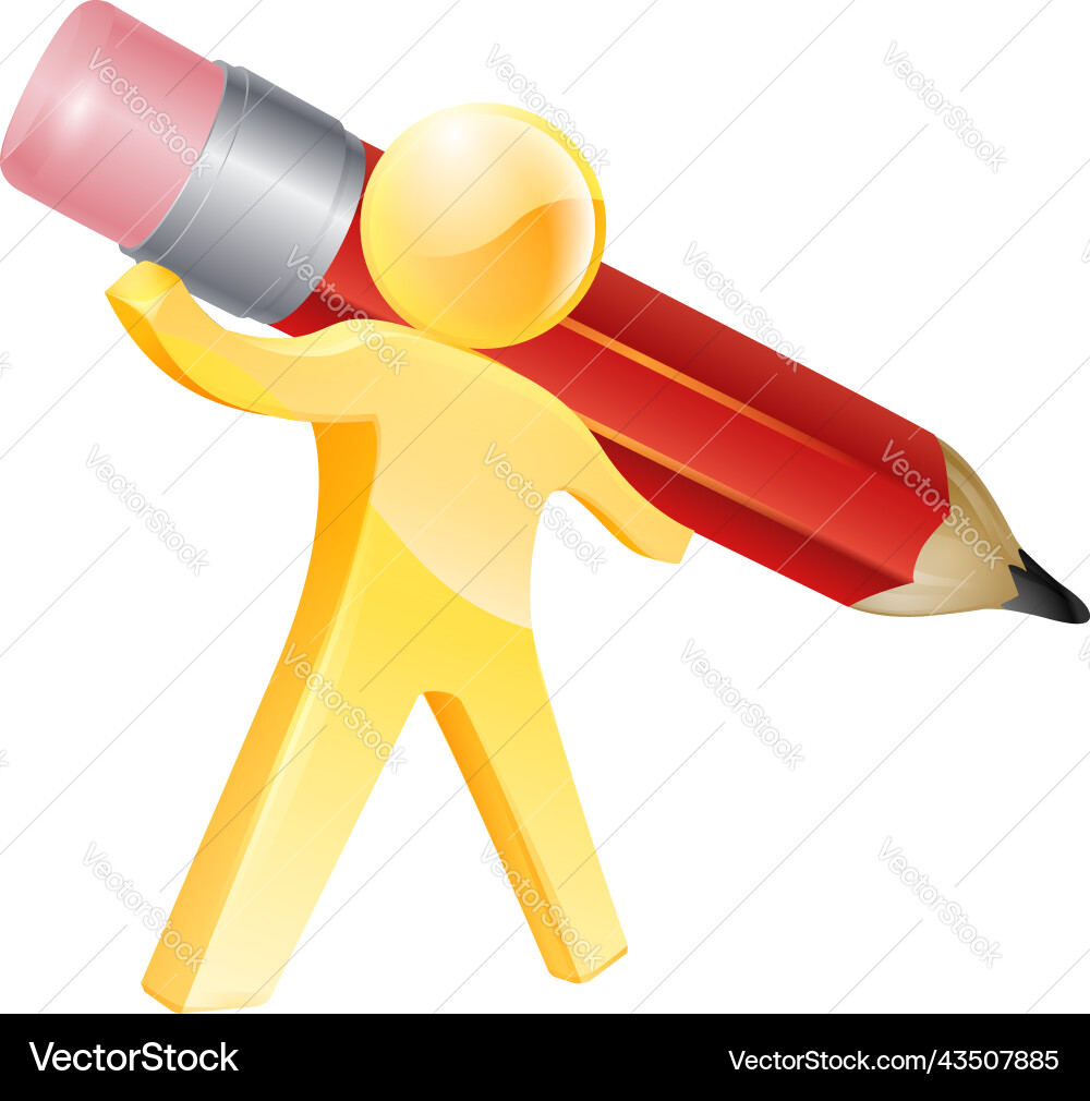 Pencil gold person Royalty Free Vector Image - VectorStock
