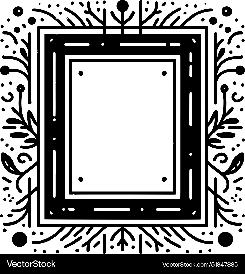 Rectangle floral frame silhouette isolated Vector Image