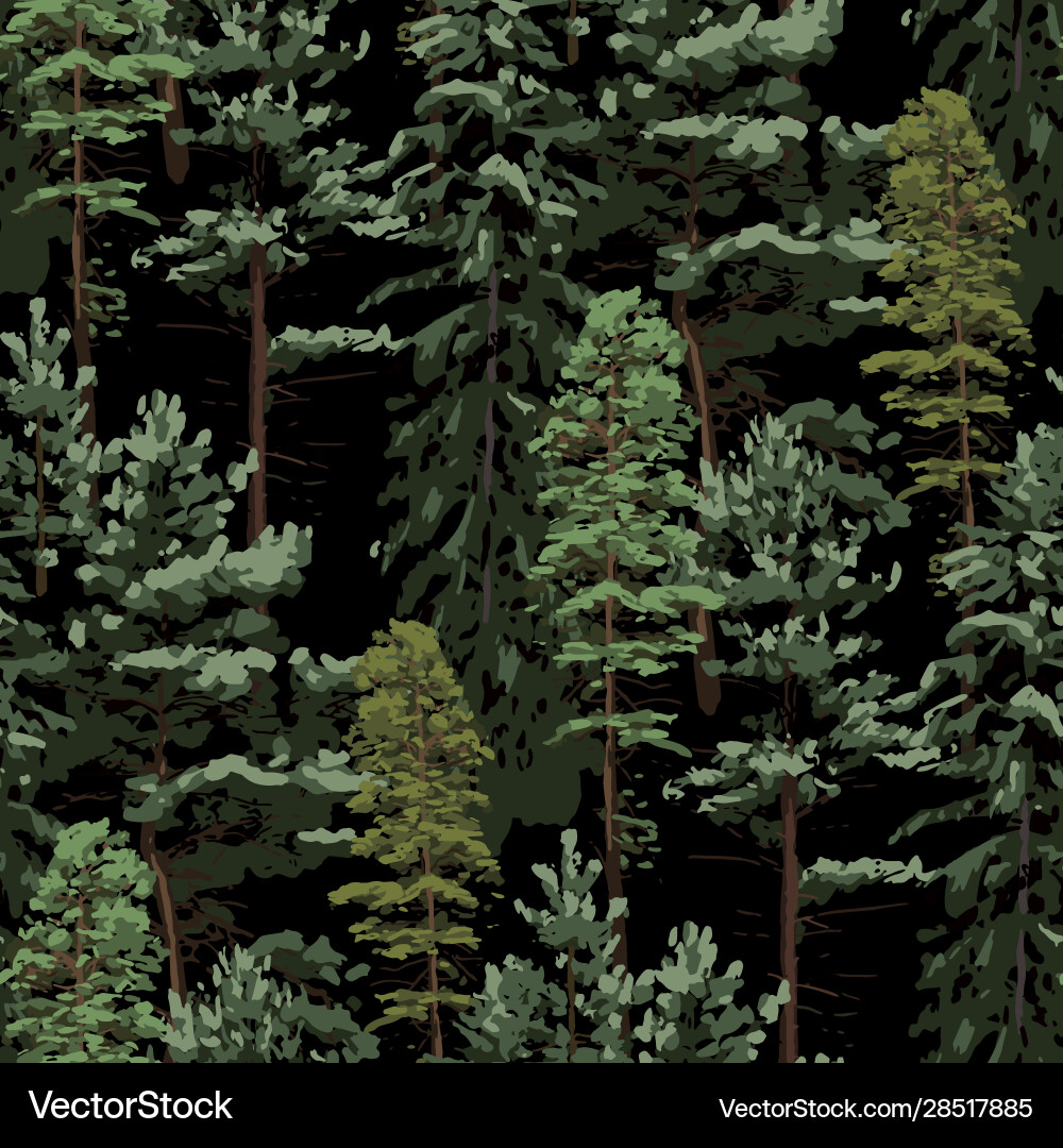 Repeated seamless pattern various coniferous Vector Image