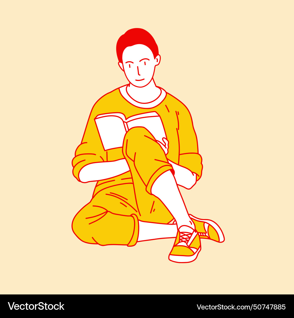 Simple cartoon of reading a book 3 Royalty Free Vector Image