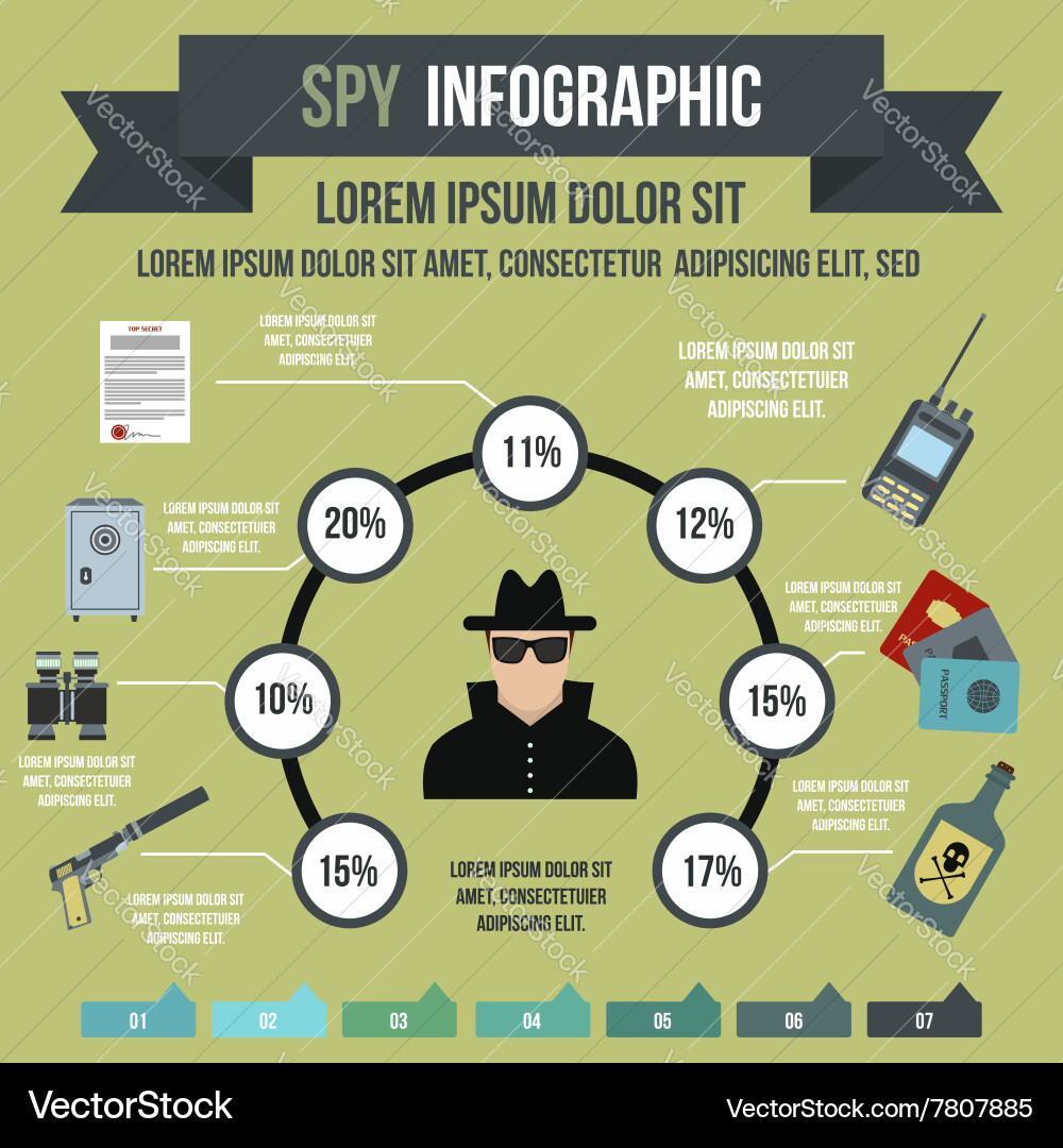 Spy infographic flat style Royalty Free Vector Image