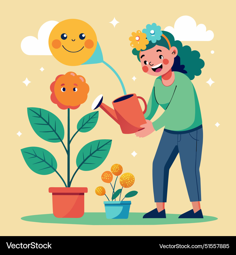 Wellbeing happiness or positive attitude Vector Image