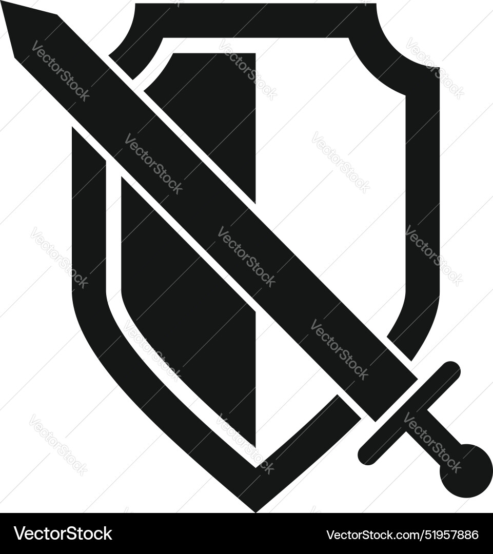Black and white shield sword logo representing Vector Image