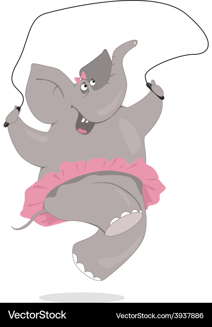 Cartoon elephant jumping rope Royalty Free Vector Image