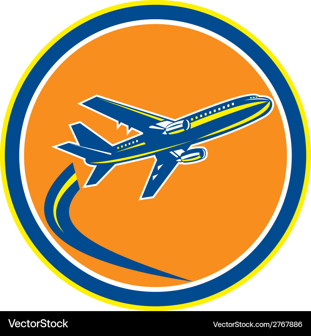 Commercial jet plane airline flying retro Vector Image